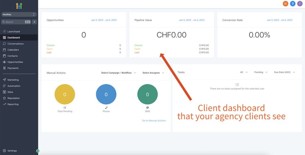 GoHighLevel Dashboard Review - DIY.Agency